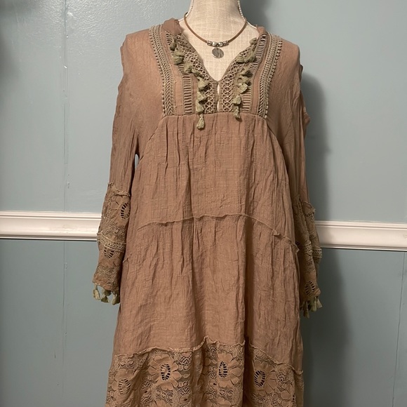 Dresses | Size Large Boho Dresslong Top Flowy Lacy Earthy Aesthetic ...